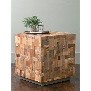 Solid Wood Cube Accent Table With Geometric Design by East at Main ...