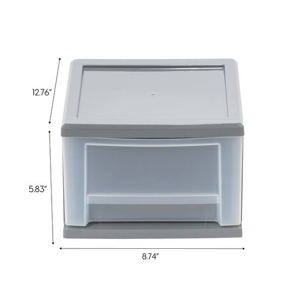 6 Quart 8.75" Wide Stacking Plastic Drawers, Gray, Set of 5 - Bed Bath ...