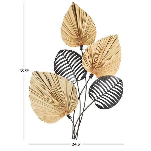 Brown Metal Layered Leaf Home Wall Decor with Palm Leave Accents - Bed ...