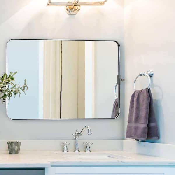 silver rounded rectangle mirror