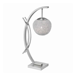 Floating Orb Table Lamp with Crescent Shaped Column Stand, Silver - Bed ...