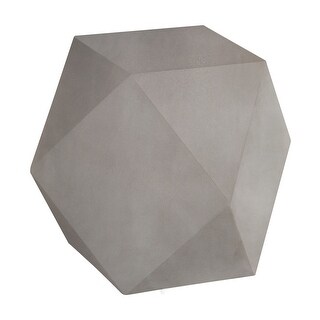 Geometric Shape Concrete Accent Table with Faceted Sides, Gray - Bed ...