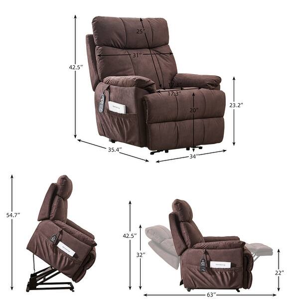 Oversized Power Remote Control Lift Massage Recliner Chair w/Heating ...