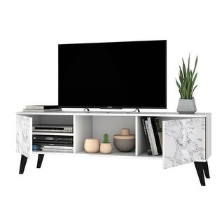 Wood 62" TV Stand in White & Marble Stamp - 62 inches - Bed Bath ...