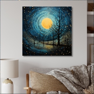 Designart "Blue Minimalism Moon III" Abstract Collages Canvas Print ...