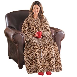 Leopard Soft Fleece Zippered Cuddle Wrap - Bed Bath & Beyond - 36778337