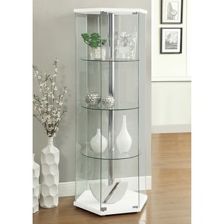 Tenley White 4-Shelf Hexagonal Clear Glass Curio Cabinet - Bed Bath ...