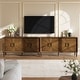 Brown Credenza TV Stand Console Cabinet with Adjustable Shelves, Buffet ...