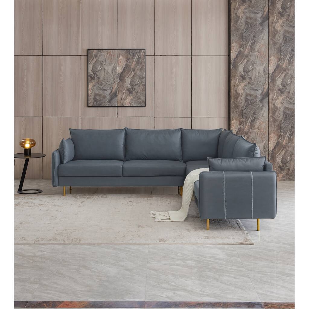Technical Leather L-Shaped Corner Sectional Technical Leather Sofa - Overstock - 39525081