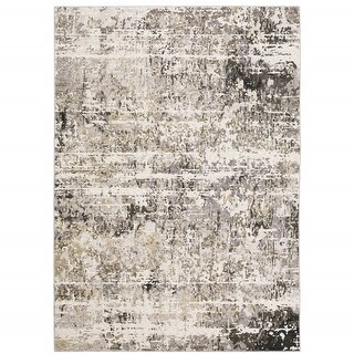 10' X 13' Grey Ivory Beige Charcoal Black Tan And Brown Abstract Power ...