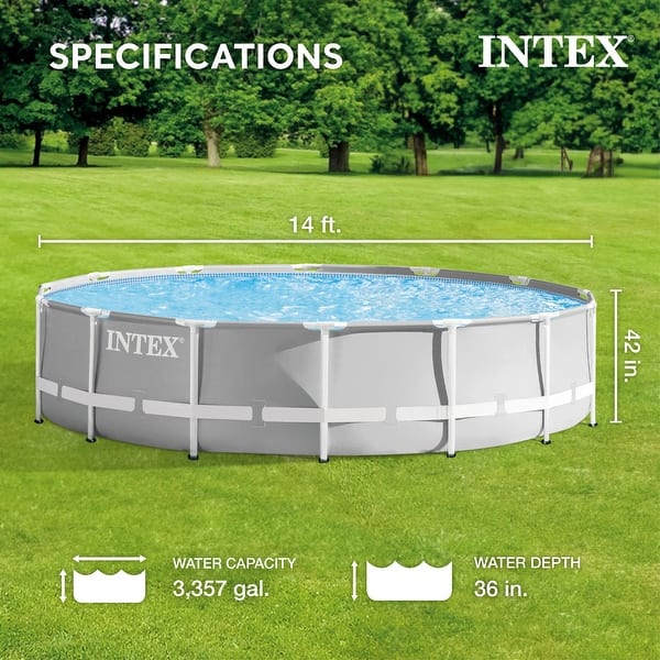 Intex 26719EH 14ft x 42in Prism Frame Above Ground Swimming Pool with ...
