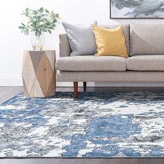 Ridley Abstract Gray/ Blue Area Rug - On Sale - Bed Bath & Beyond ...