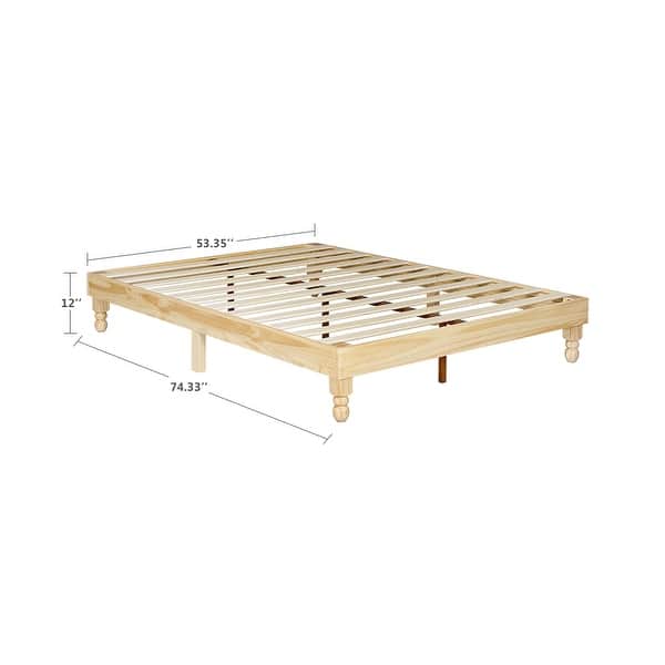 MUSEHOMEINC 12 Inch Wood Bed Frame Elegant Style Eliminates,Natural ...