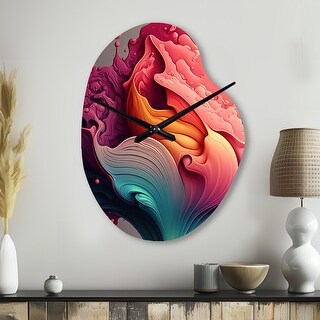 Multicolor Liquid Ink Tulip Flowers I - Tulip Large Wall Clocks ...