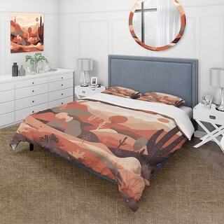 Designart "Sublime Desert Simplicity" Orange Traditional - Bedding Set ...