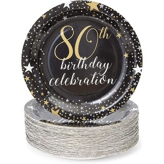80th Birthday Party Paper Plates (9 Inches, 80 Pack) - Bed Bath ...