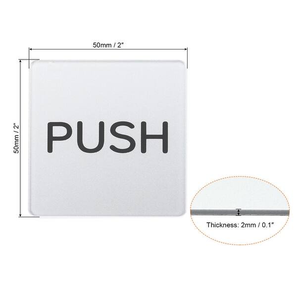 4Pcs Push Pull Door Sign Adhesive Square Acrylic Sticker Marker Silver ...