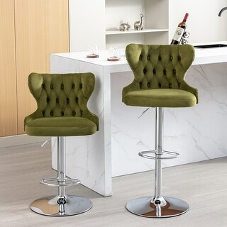 2pcs Tufted Swivel Bar Stool Lounge Barstool Bar Chair Breakfast Chair ...