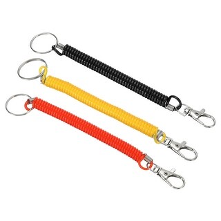 6.7" Spiral Retractable Spring Coil Keychain, 3 Pack Key Ring - 17cm ...