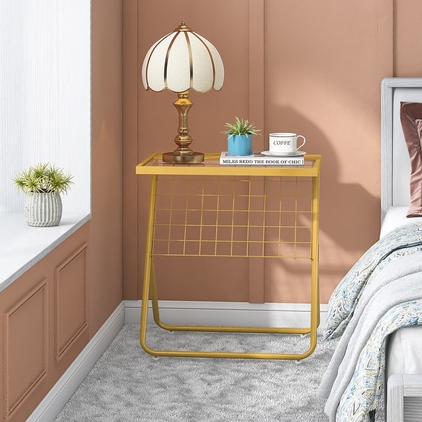 acrylic bedside table brown