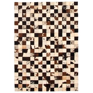 ECARPETGALLERY Handmade Cowhide Patchwork Ivory Leather Rug - 5'4 x 7'7 ...