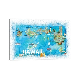 iCanvas "Illustrated Landmark Map, Hawaii, USA" by Markus & Martina ...