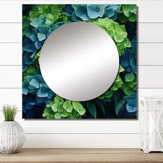 Designart "Green Blue Hydrangea Emerald Blooms" Hydrangea Wall Mirror ...