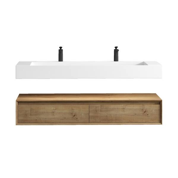 Alysa 60'' Double Sink floating vanity in White Oak with Reinforced ...