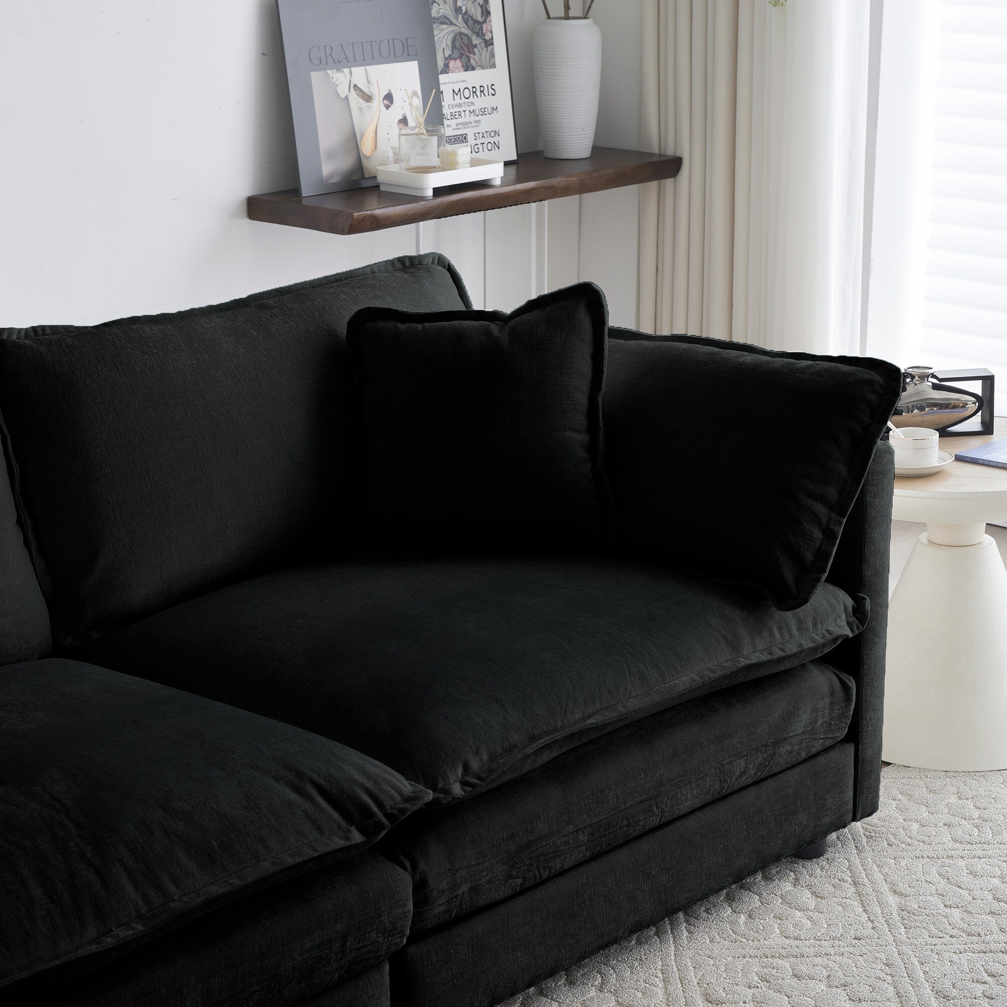 Modern Minimalist Soft Sofa Couch for Living Room 5 Seater U Shaped Sectional Sofa with Reversible Footrest Black Bed Bath Beyond 42030431