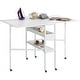 Height Adjustable Craft Table with Storage Shelves, Mobile Folding ...