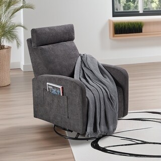 Dark Gray Chenille Swivel Glider Rocker Recliner with Thick Cushion ...