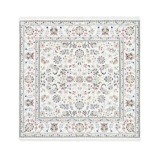 Hand Knotted Ivory Fine Oriental with Wool & Silk Oriental Rug (5'2" x ...