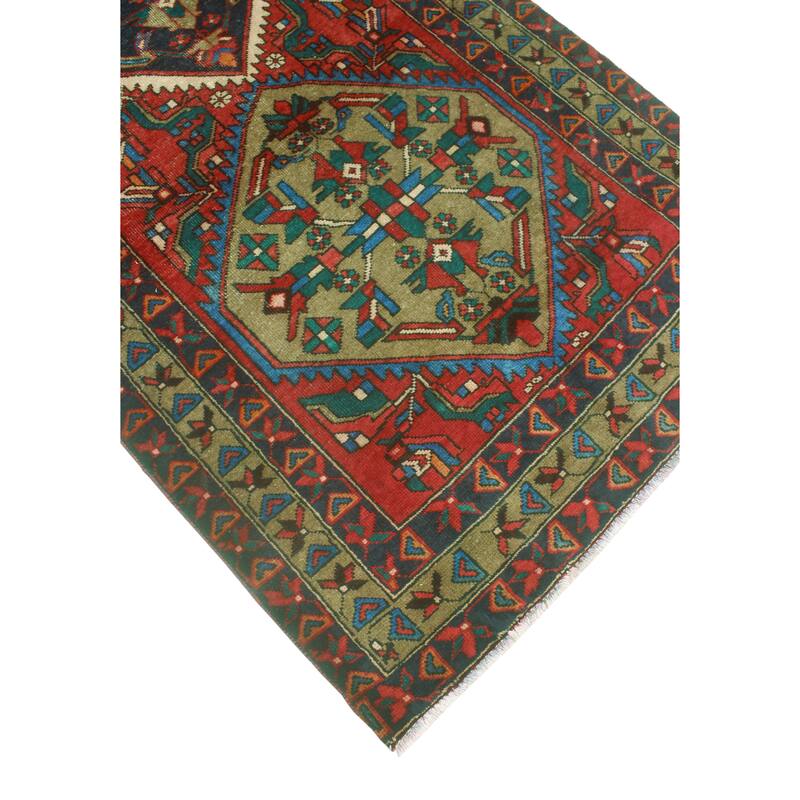Fine Vintage Distressed Nooman Red/Navy Runner - 3'10" x 11'6 ...