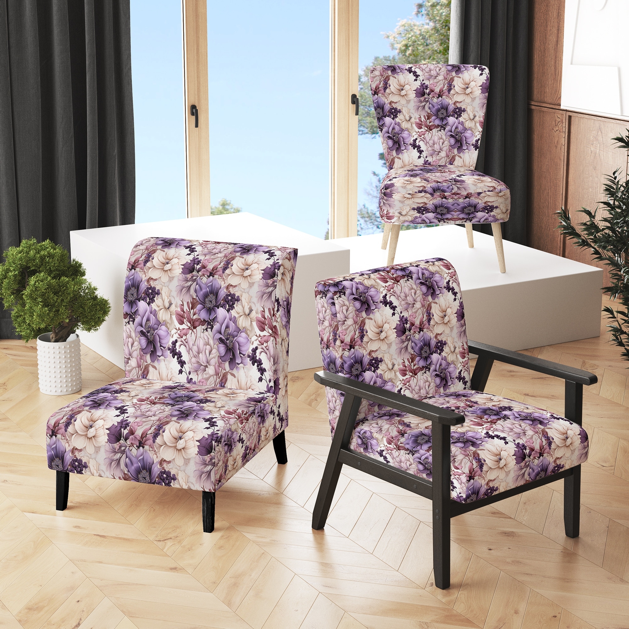 Purple Floral Accent Chairs - Bed Bath & Beyond