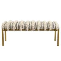 Sevita Gray/Cream Bench in Bohemian/Eclectic Fringed Accent - 47" L x ...