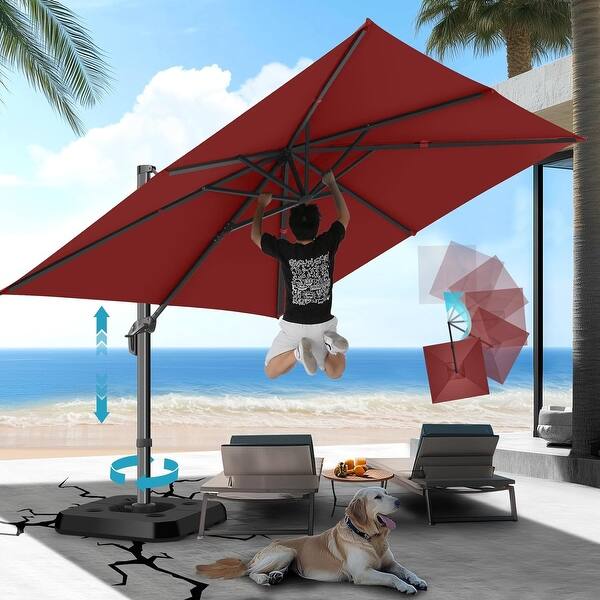 10x10ft Large Cantilever Patio Umbrella with 360 Rotation and 5 Angle ...