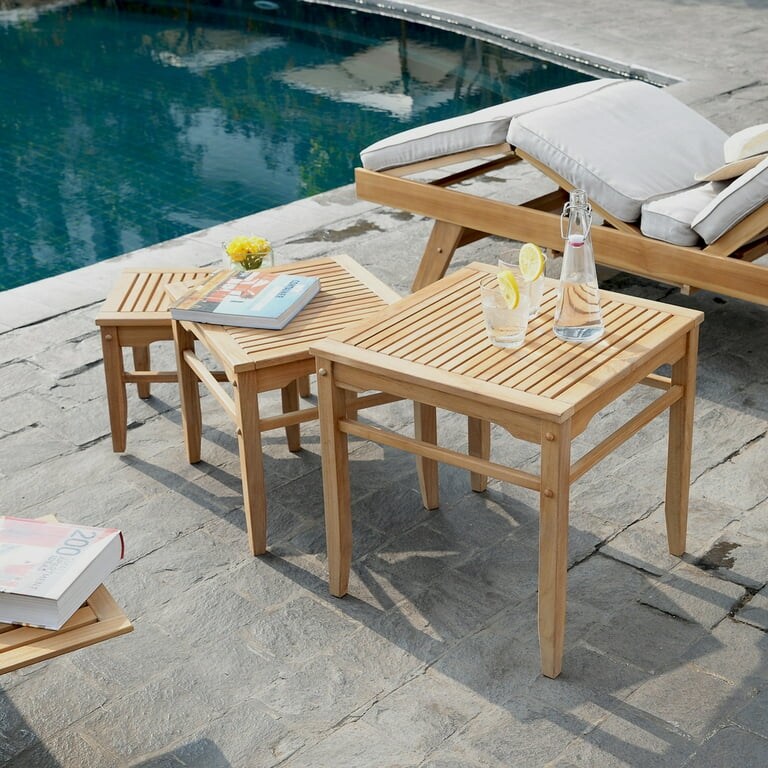Teak Wood Nesting Side Table 3 Pack Bed Bath Beyond 38208054