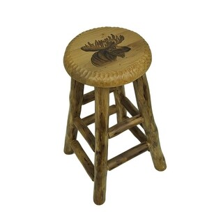 Rustic Handcrafted Wooden Carved Moose Bar Stool 30 in. - Bed Bath ...