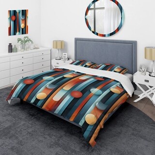 Designart "Orange Futuristic Stripe Symphony Matrix" Blue Modern ...
