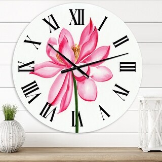 Designart 'Vintage Detail of A Pink Lotus' Traditional wall clock - Bed ...