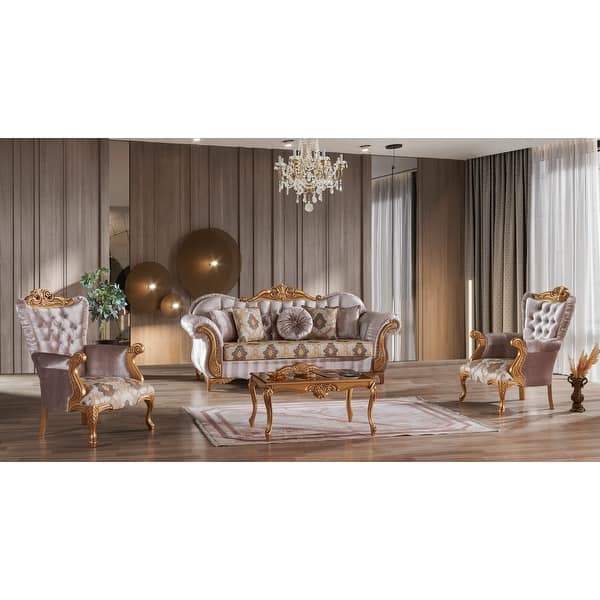 Sais Traditional Style 4 Pieces Living Room Set 1 Sofa 2 Chair 1 Coffe ...