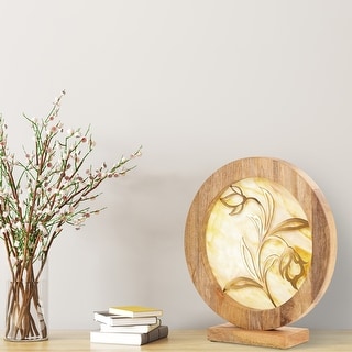 River of Goods Round Decorative Stained Glass Mango Wood Stand - 13" x ...