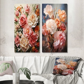 Designart "Carnations Romantic Ruffles An" Carnations Wall Art Set Of 2 ...
