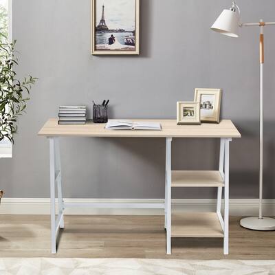 47 in. Rectangular Beige Writing Desk with Open Storage - Overstock ...