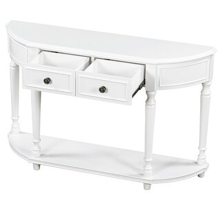 White Wood Console Table Side Table with Storage Drawers & Open Shelf ...