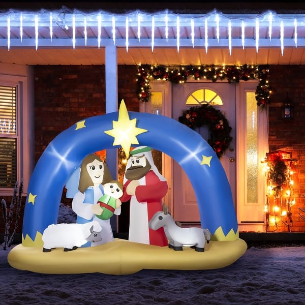 Outsunny 7ft Christmas Inflatable Nativity Scene with Star of Bethlehem ...