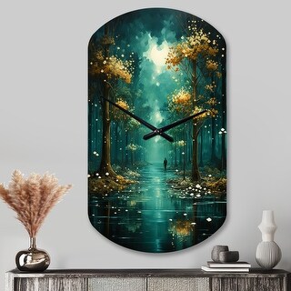 Designart - Solitude In Forest Of Emerald I - Forest Large Wall Clock ...