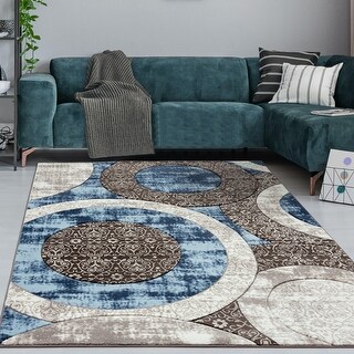 Crystal Collection Abstract Circle Design Area Rug - Bed Bath & Beyond ...