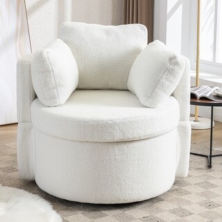 Ivory Modern Upholstered Swivel And Storage Chair For Living Room With ...