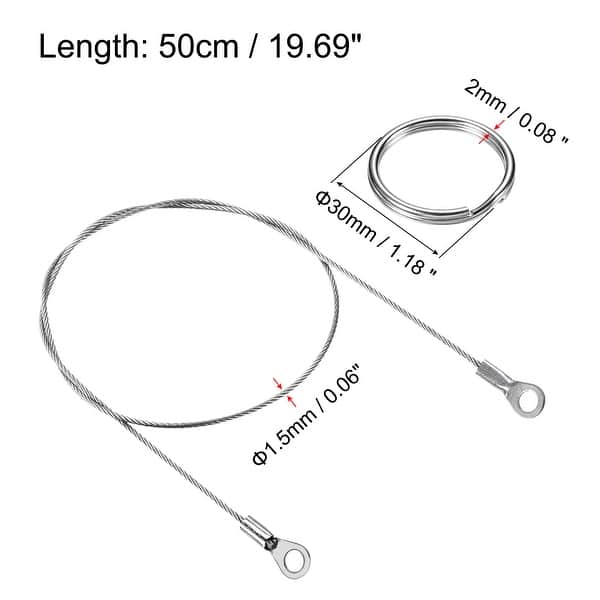 Stainless Steel Lanyards Cable Rope with Key Ring - Silver - Bed Bath ...